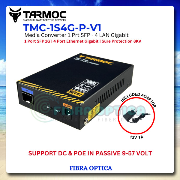 Tarmoc TMC-1S4G-P-V1 | Switch Hub 1 SFP - 4 LAN Gigabit POE-in (9-57V ...