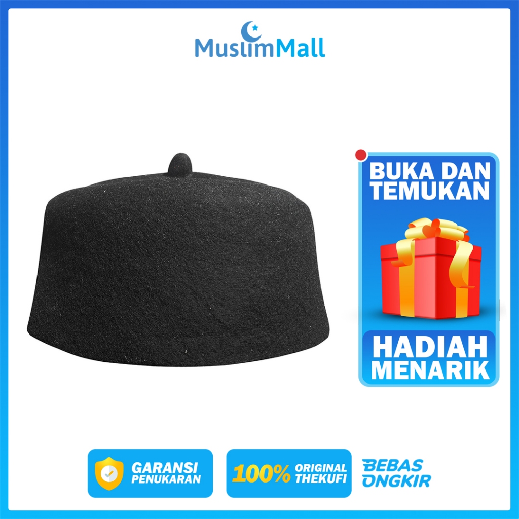 HITAM TheKufi Peci Tarbus Felt Wool Moroccan Black - Tarbus Fez Kufi ...