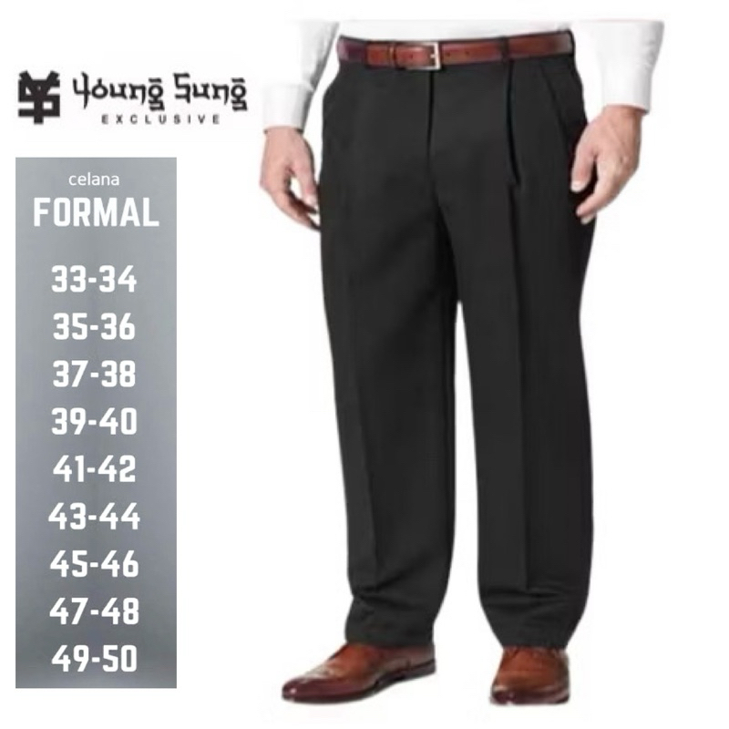 Youngsung Exclusive - Men's Jumbo Black Thick Formal Trousers Extra Big ...