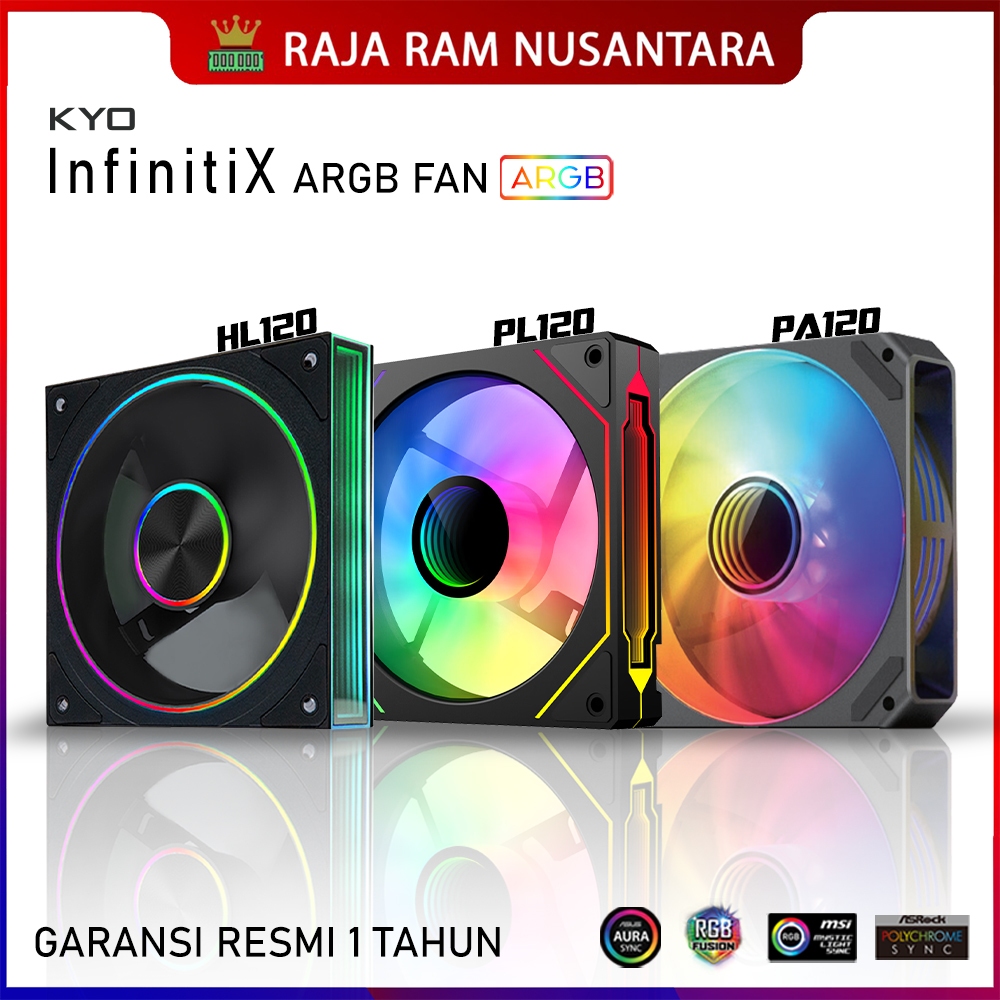 KYO InfinitiX HL120 / PL120 / PA120 Fan ARGB 120mm 4 pin PWM 3 pin ARGB Sync InfinitiX Fan case ...