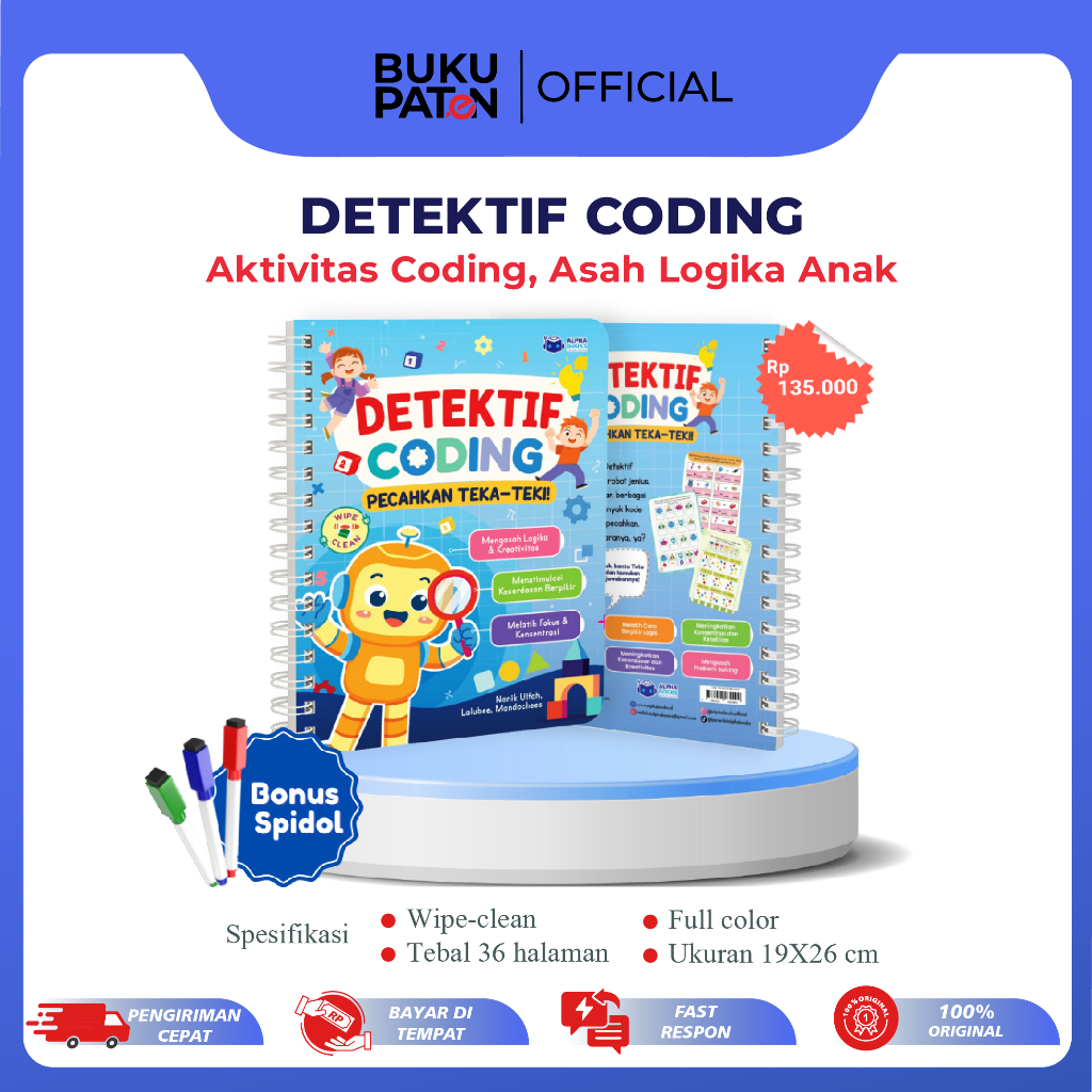 DETECTIVE CODING BOOK | Coding Activities, Sharpen Children's Logic [Wipe Clean Book] - Alpha ...
