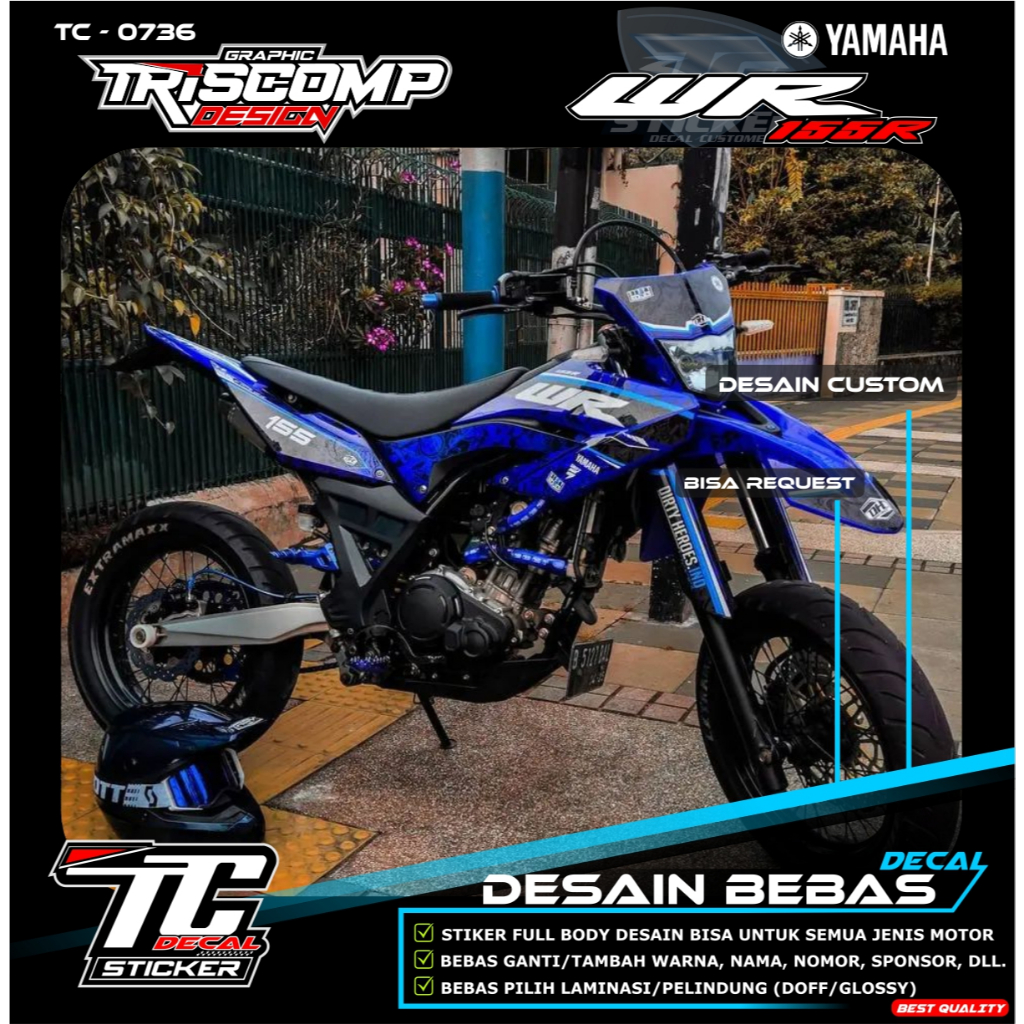 Can Request Yamaha WR 155R Fullbody Decal Sticker, latest motif, custom ...