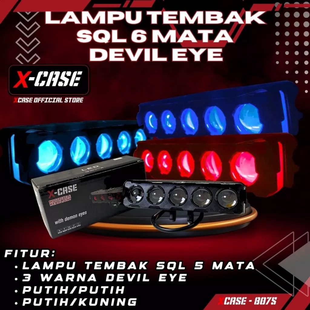 Lampu Tembak 5 Mata Plus Devil Eye Warna Cahaya Putih Kuning Water ...