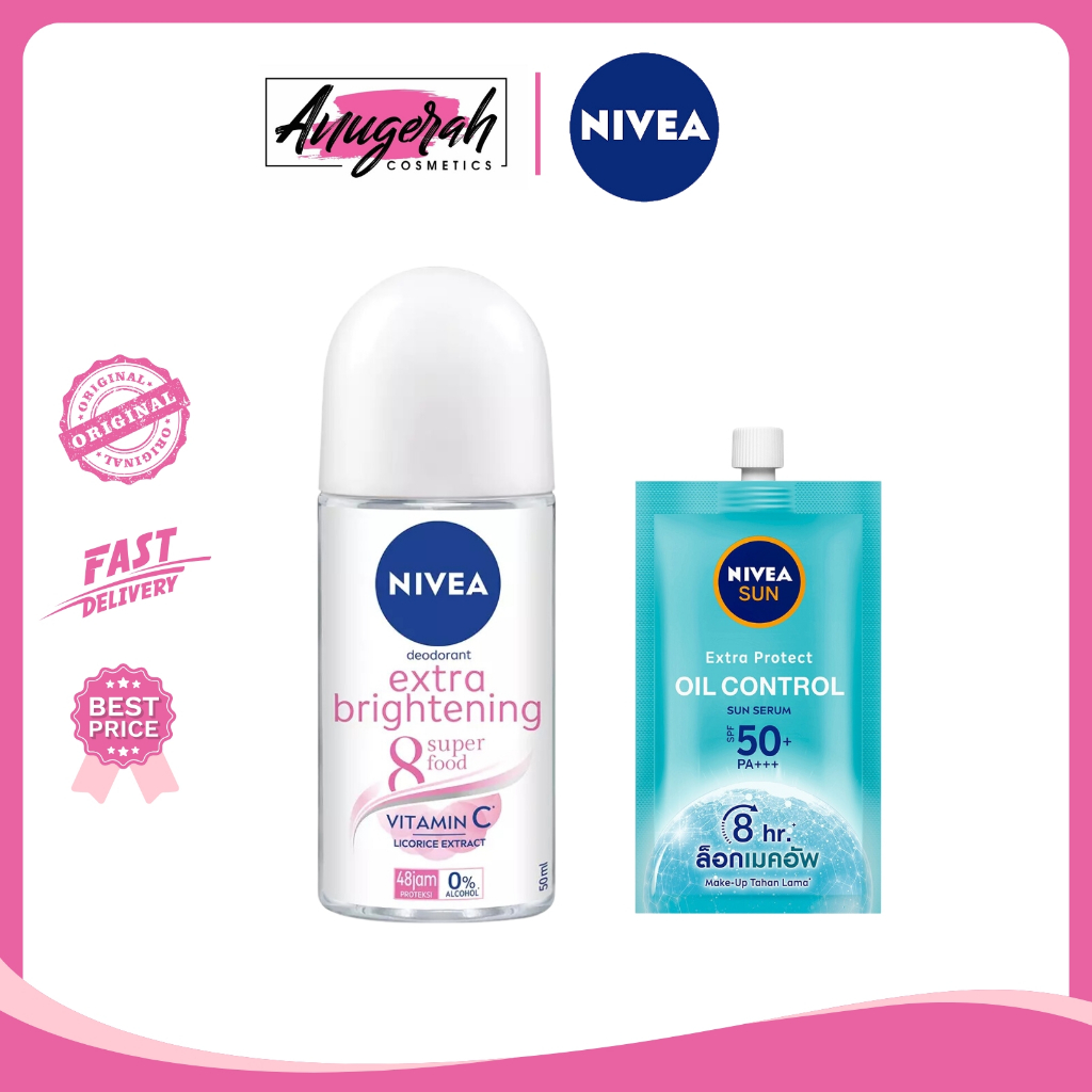 [BUNDLE] Nivea Deodorant Roll-On 50 mL + Nivea Extra Protect Oil ...
