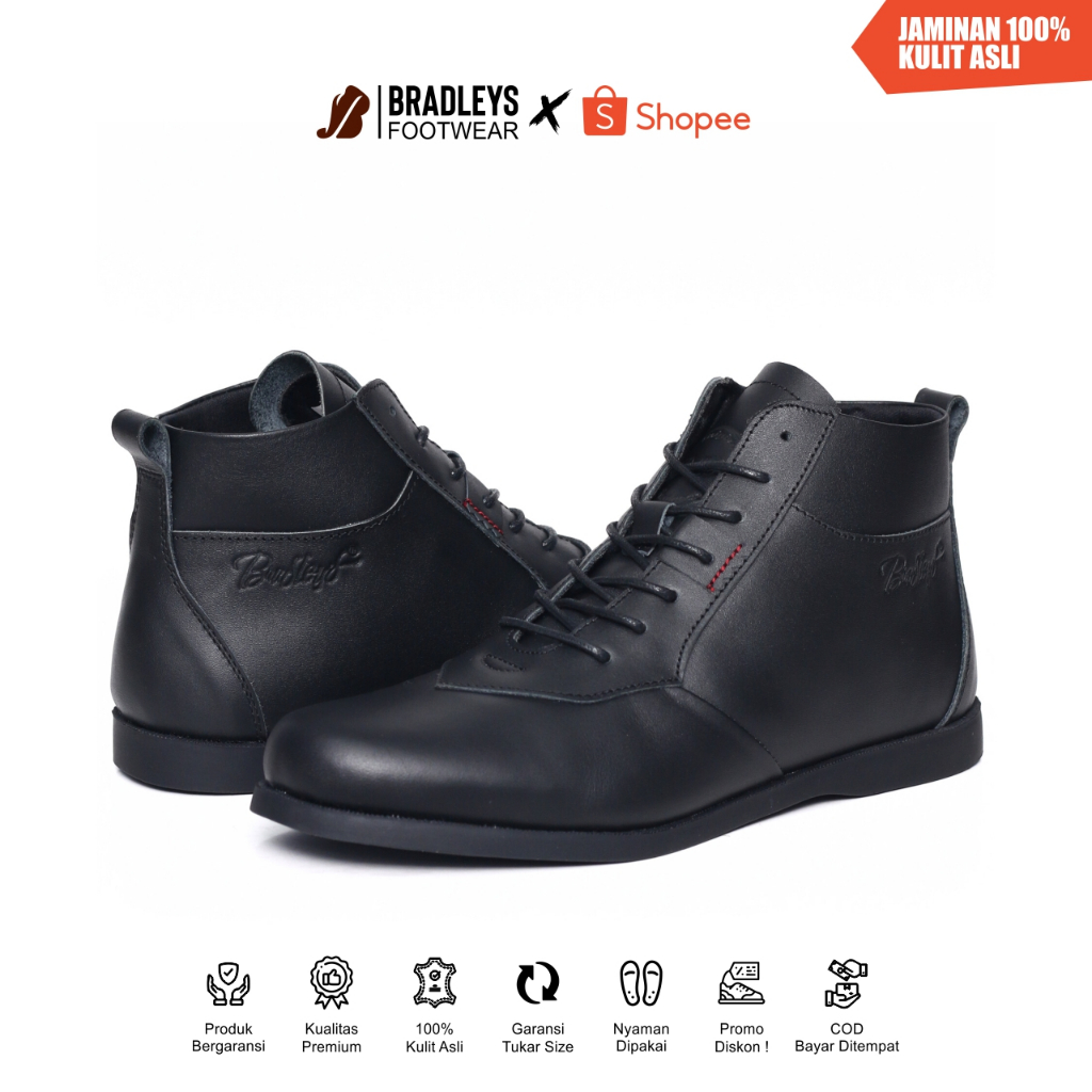 Bradleys Bolton Black - Men's Formal Leather Boots Genuine Leather ...
