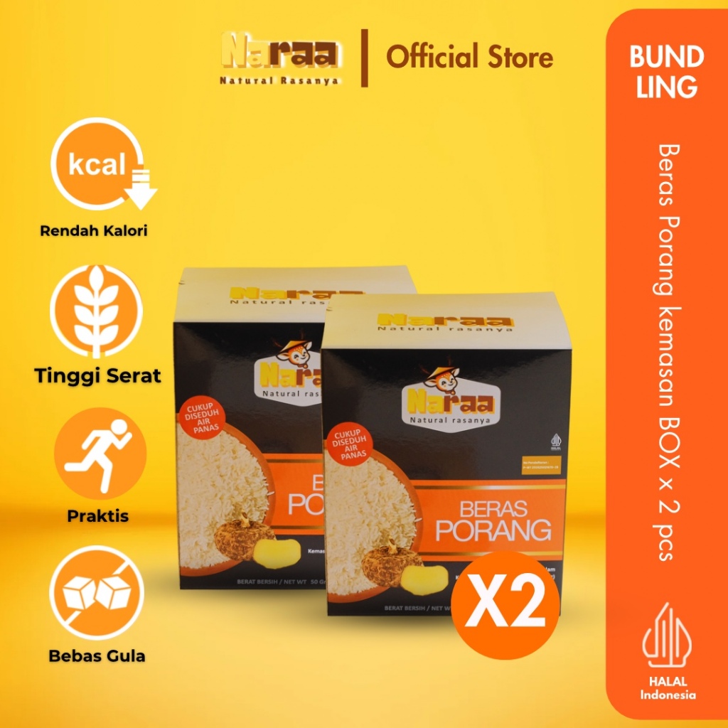 Naraa BUNDLING 2X Pcs PORANG RICE BOX 500GR II SHIRATAKI, KONJAC RICE ...
