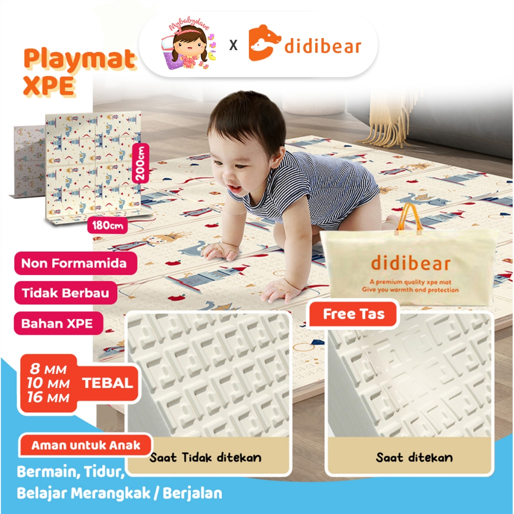 SNI Ready 180X200CM Baby Playmat Foldable XPE Play Mat Thick Foam ...