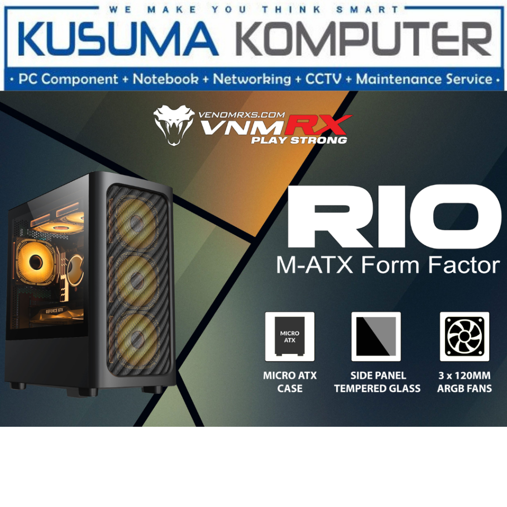 Venomrx RIO Casing + 3 Fan ARGB Micro ATX Gaming Case | Shopee Singapore