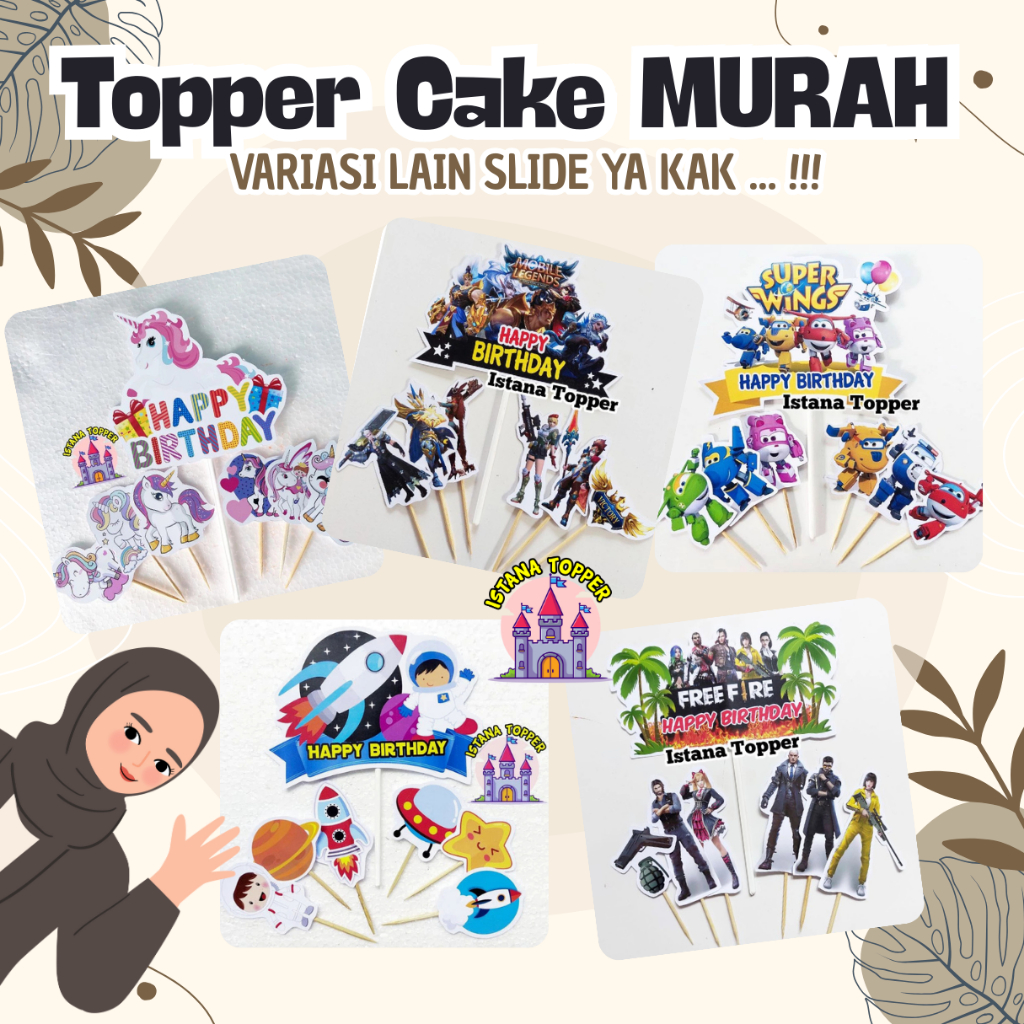 THEME CAKE Topper Unicorn, Astronaut, Super Wings, Keropi, Sonic, Free ...