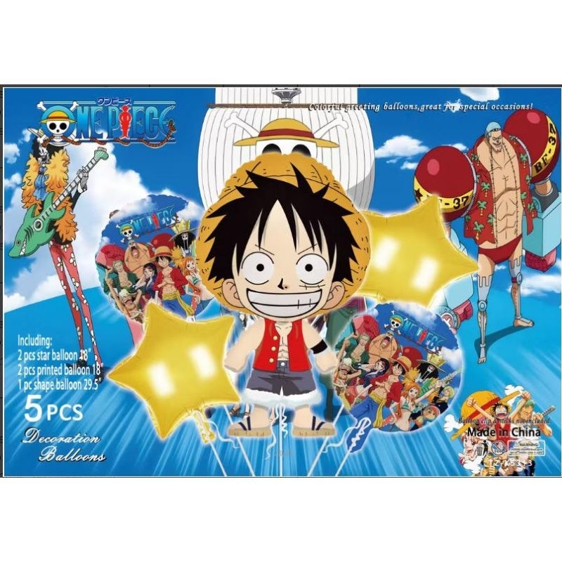 One piece luffy theme balloon package Set, round starfish, pirate ...