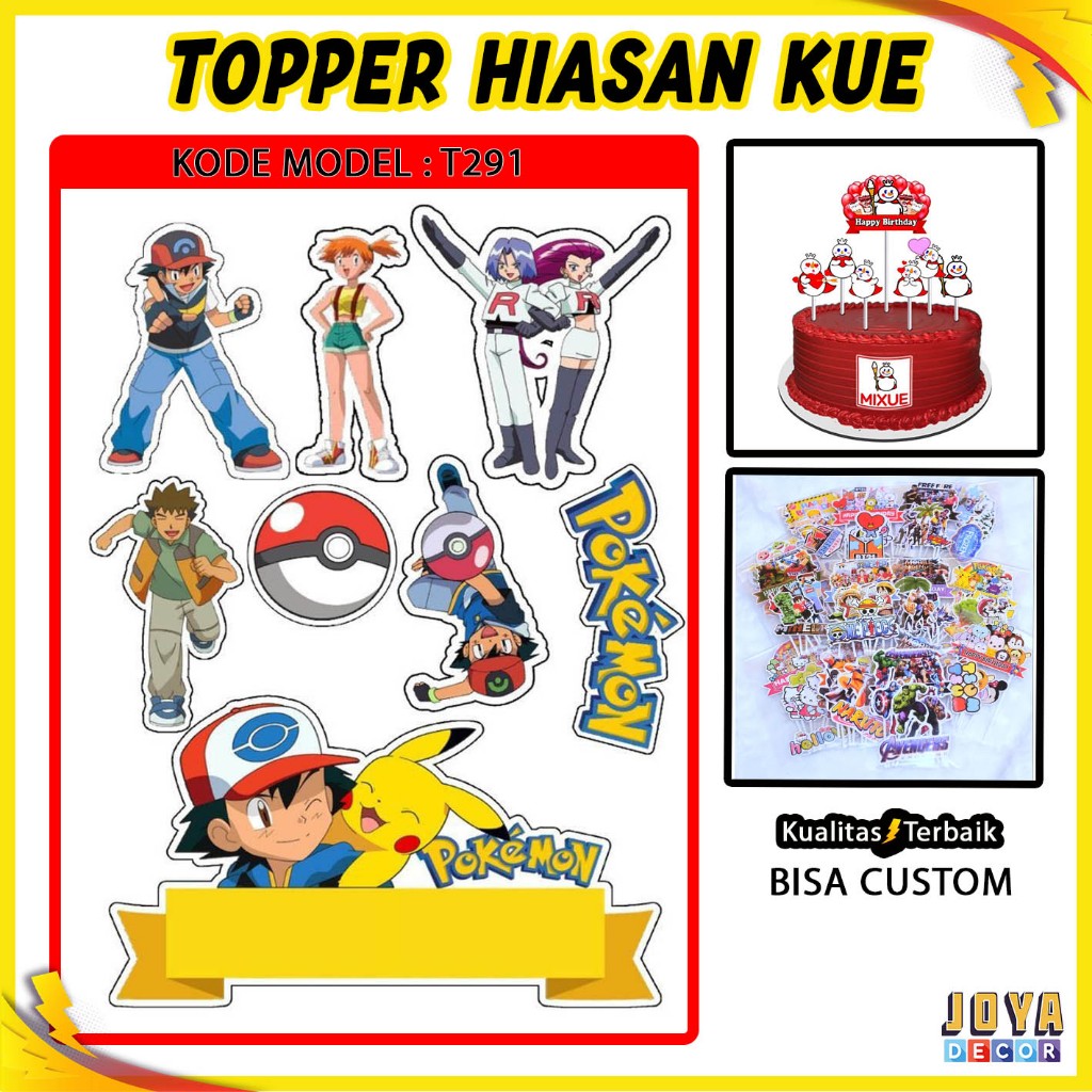 POKEMON CHARACTER CAKE TOPPER, POKEMON CAKE TOPPER, HAPPY BIRTHDAY ...