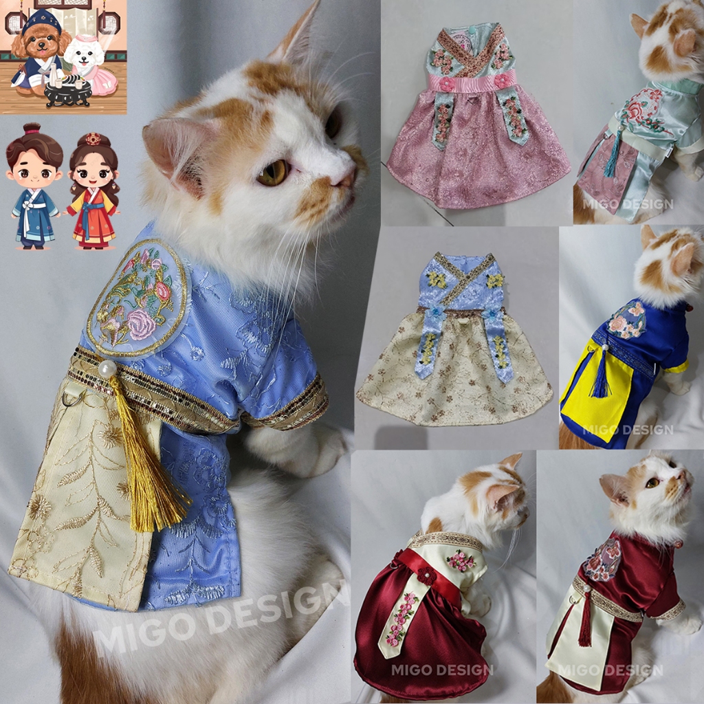 |Migo Design 110| Korean Hanbok Couple Cat Clothes Traditional Dog/s ...