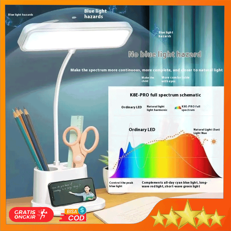 USB LED desk study lamp With 3 light modes and Flexible pole With ...