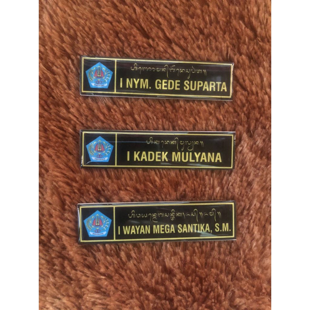 Name Tag/Chest Nameplate Premium Resin Coated + Balinese Script ...