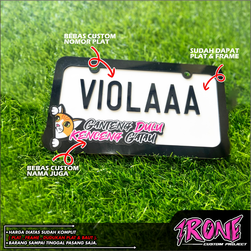 IRONE CUSTOM FRAME NUMBER PLATE VIRAL MODEL JDM ALL DESIGN ALREADY PNP ...