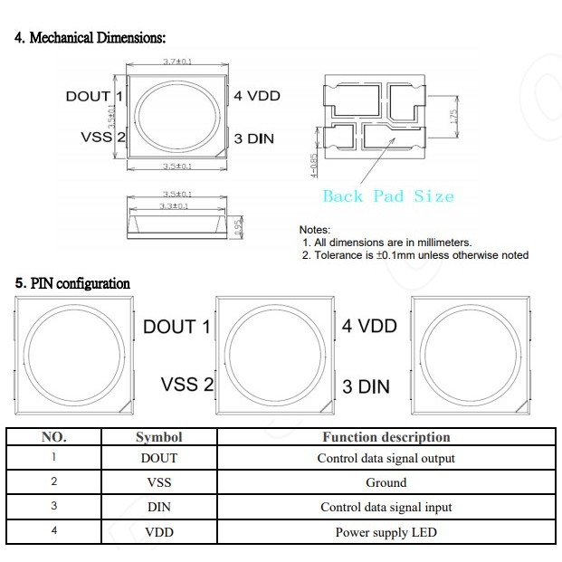 Sk6812 mini 3535 LED SMD Addressable RGB DC 5V DIY Keyboard Chip IC ...