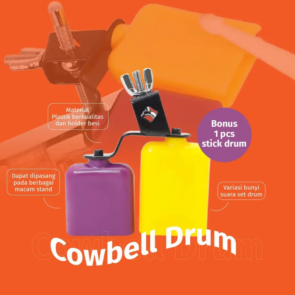 Cowbell Double Drum Set Holder Plastic Clock Block Cowbel | Shopee ...