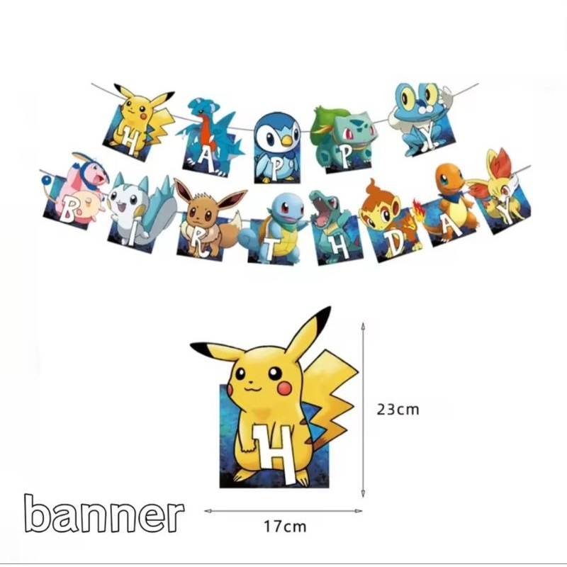 Bunting Flag / Banner Happy Birthday HBD Pokemon Pikachu | Shopee Singapore