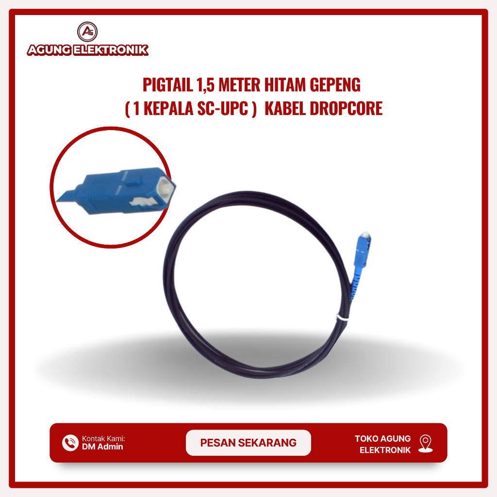 HITAM Optical FIBER PIGTAIL CABLE SINGLE MODE SC/UPC 1.5METER BLACK ...