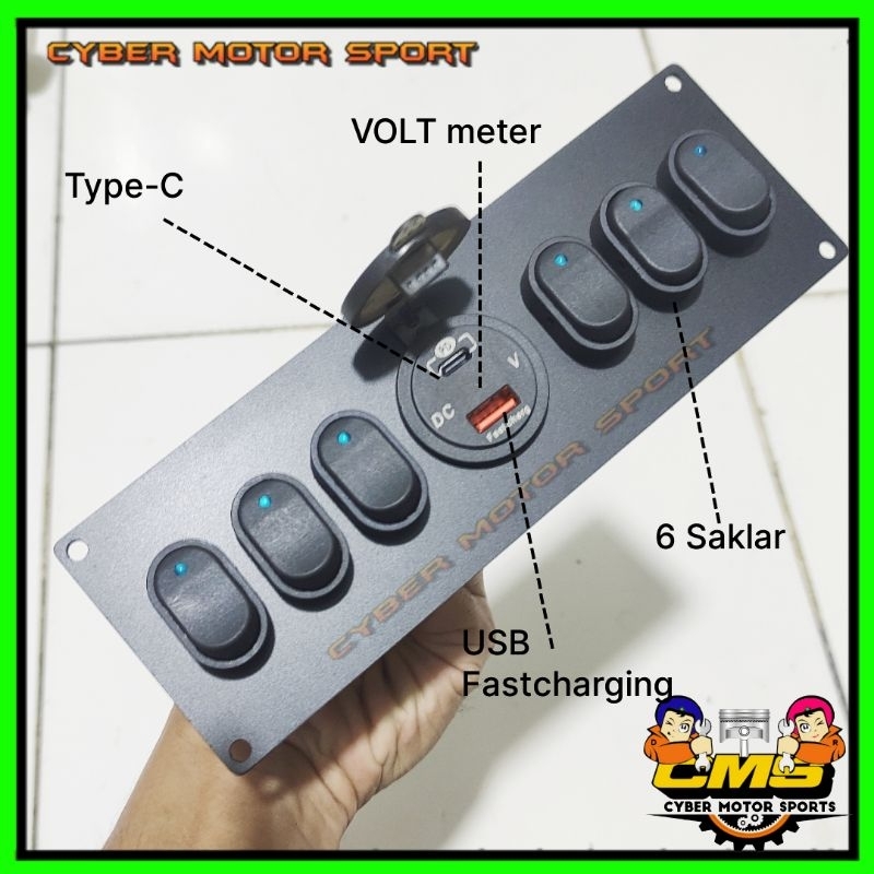 TOMBOL Universal 12v 24v Car dashboard instrument switch 6 switch volt ...