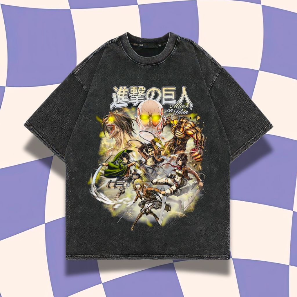 Purple Haze "Attack On Titan" Oversized T-Shirt | Stone Wash | Attack ...