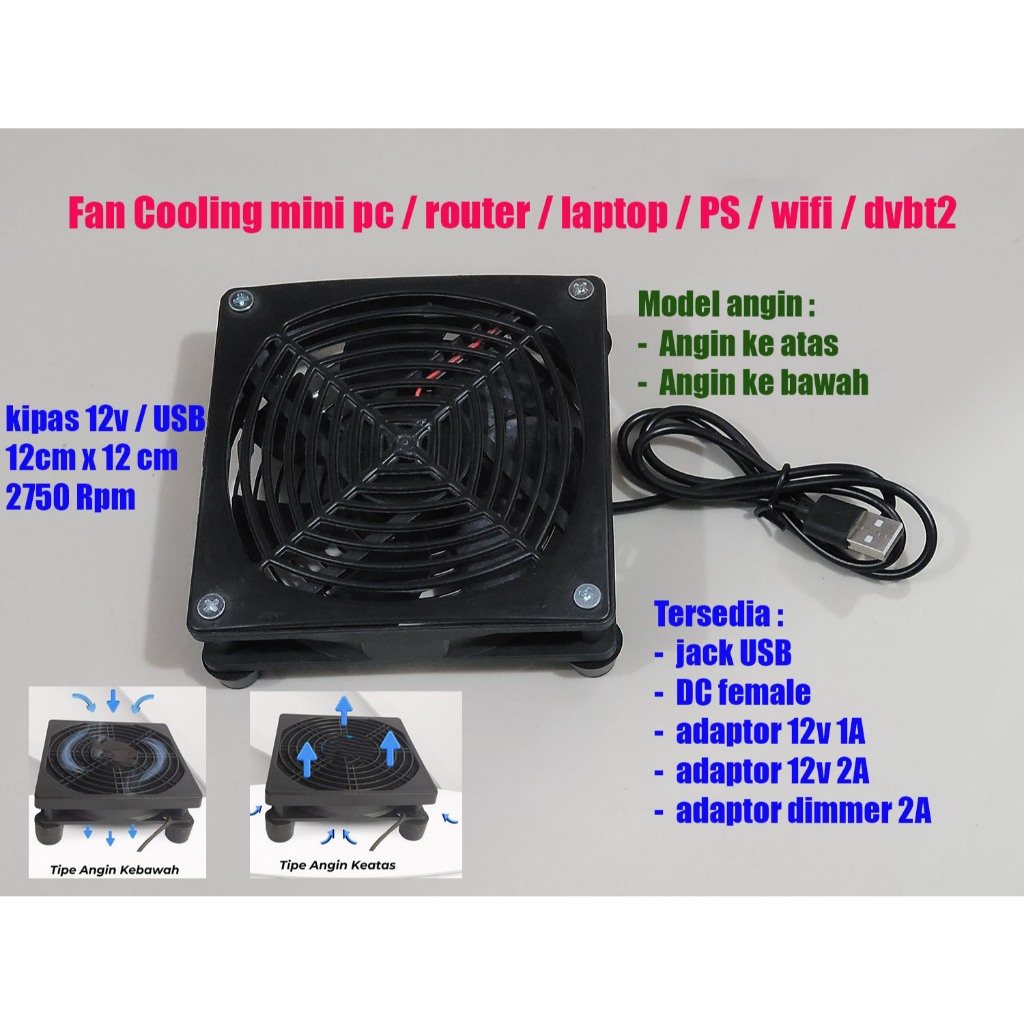 12cm 12v DC USB adapter dimmer fan Cooling Wifi Router set up Tv Box ...