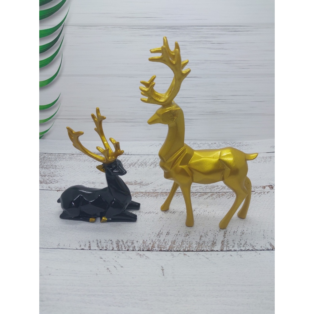HITAM Nordic aesthetic deer table display, standing deer statue, black ...