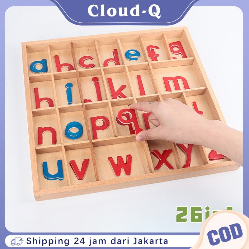 26 Pc Lowercase Letters Moveable Alphabet Montessori Toy Box Wooden ...