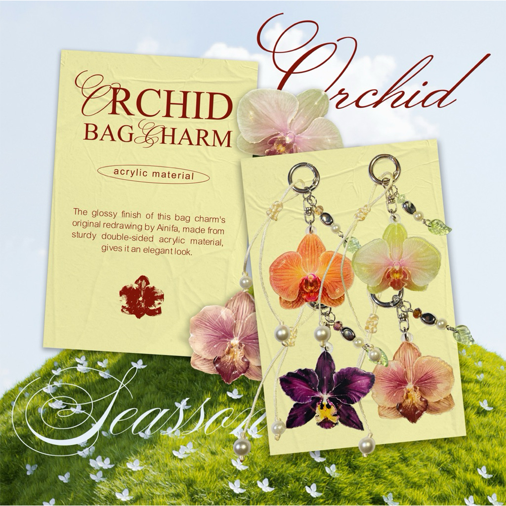 Orchid Bagcharm. Aesthetic Orchid Keychain | Shopee Singapore