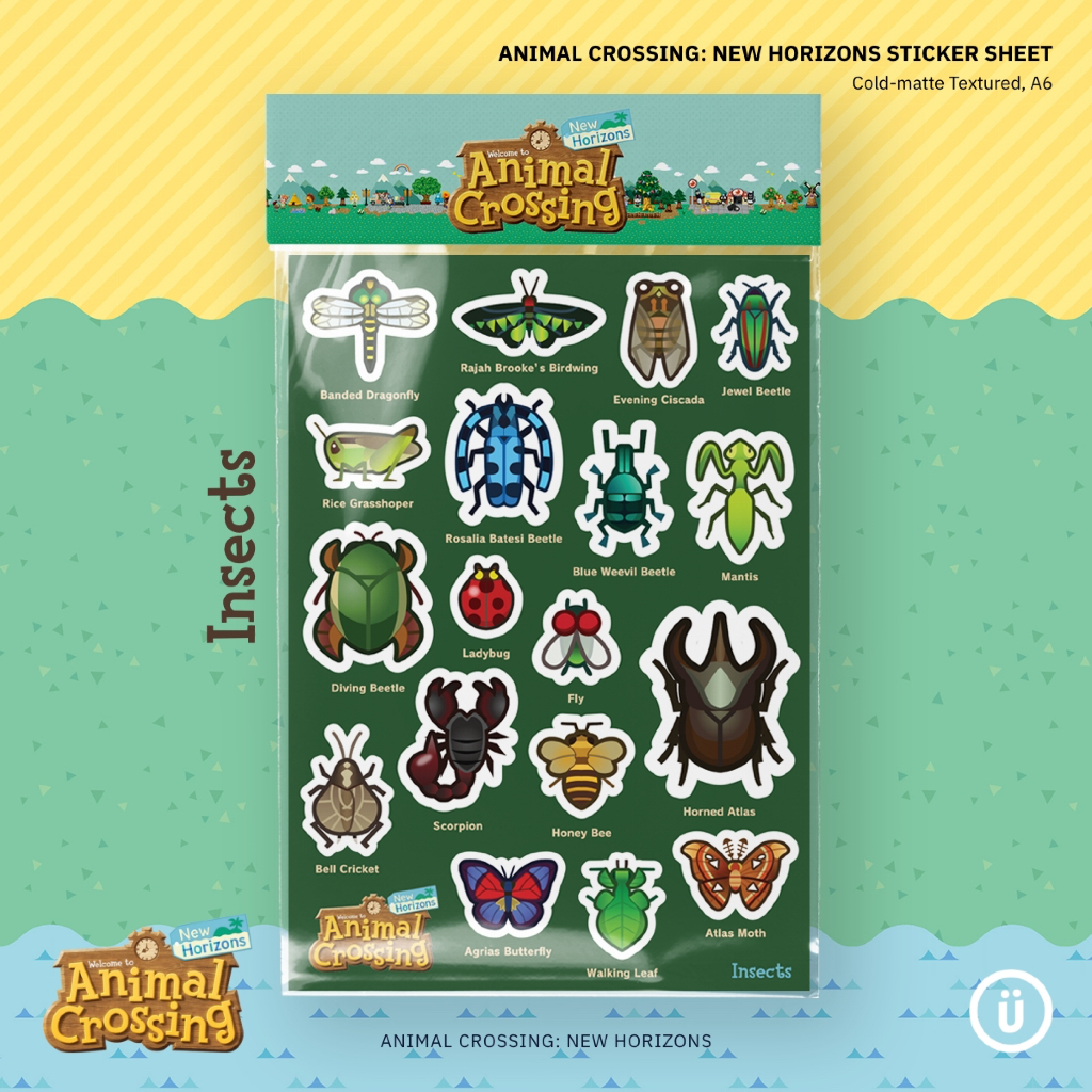 Animal Crossing - Collectibles Sticker Sheet - Insects, Fish, Sea ...