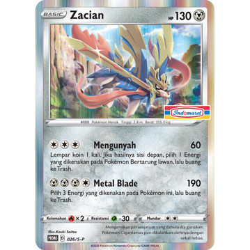 POKEMON TCG INDONESIA ZACIAN INDOMARET 026/SP | Shopee Singapore