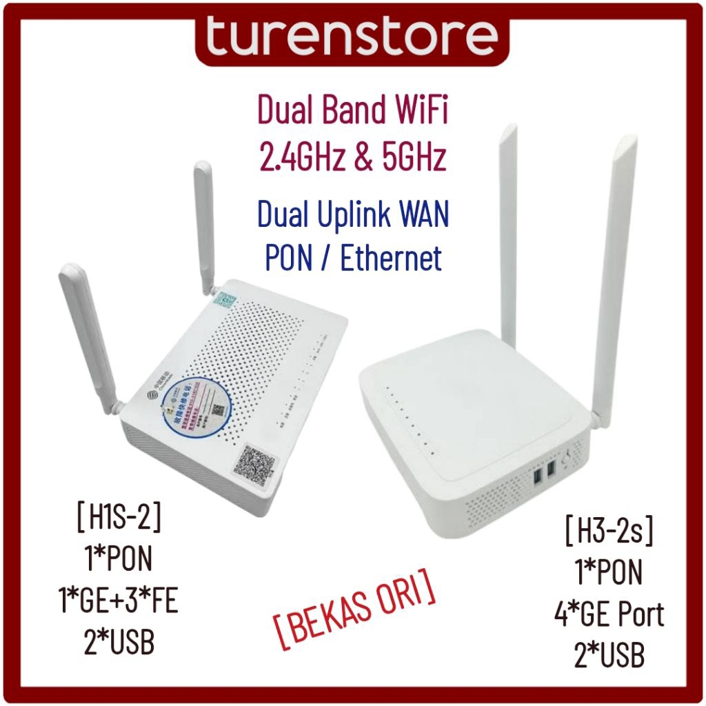 XPON H1S-2 / H3-2s Dual Band WiFi 2.4GHz & 5GHz ONT ONU Dual UPLINK can ...