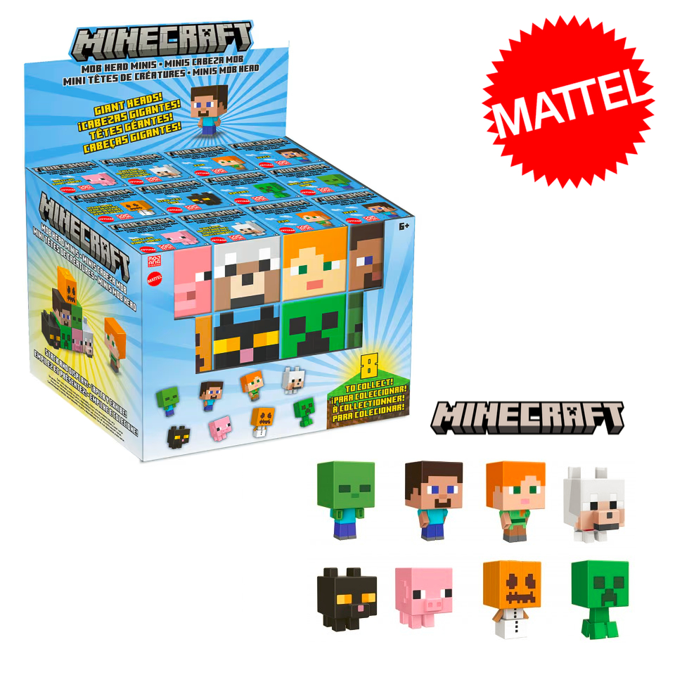 Minecraft MINI FIGURE Mob Head Minis Assessment Figures ORIGINAL MATTEL ...