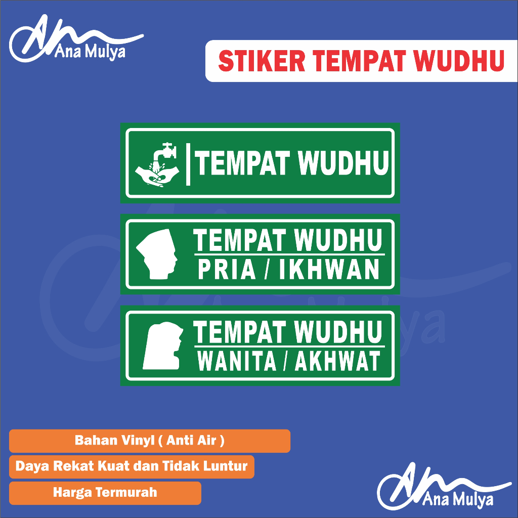 Ana MULYA VINYL STICKER MEN'S WUDHU STICKER / WOMEN'S WUDHU PLACE ...