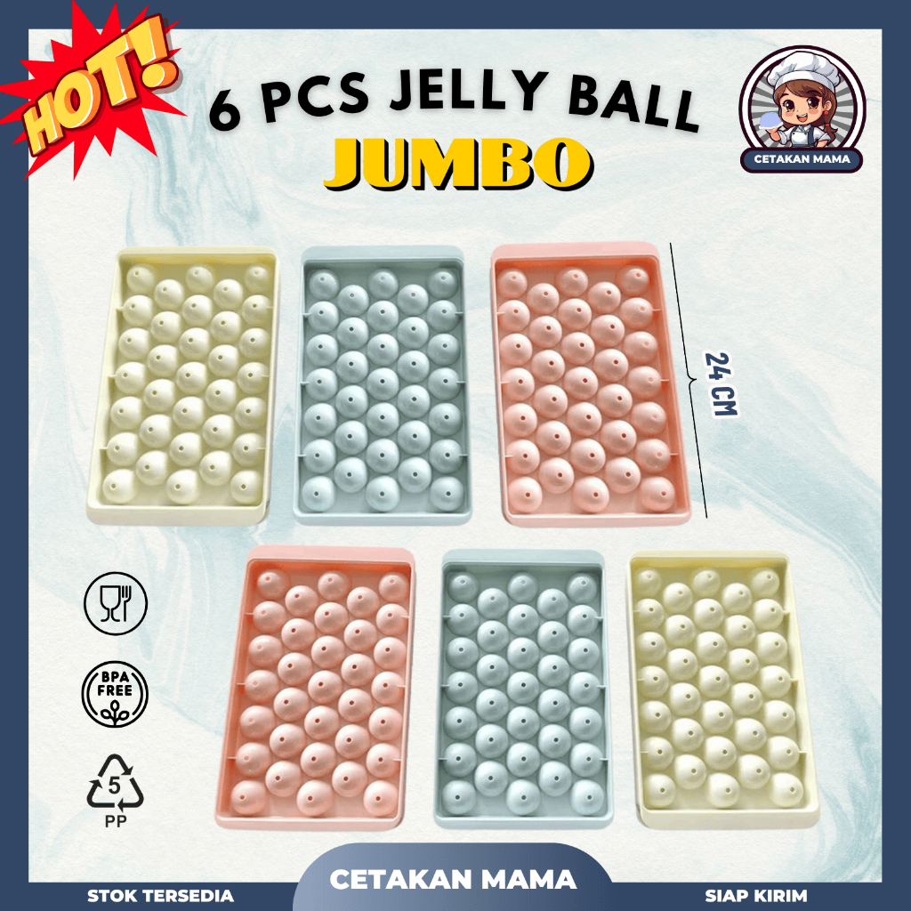 6 PCS Large Jumbo Round Jelly Ball Mold Round Jelly Fruit Agar Ice Cube ...