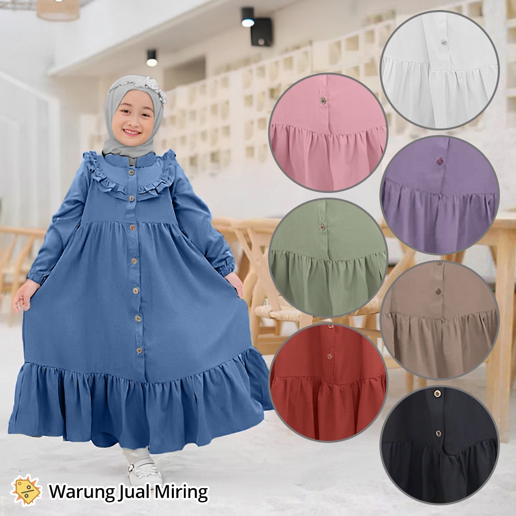 Gamis Clothes for Girls 2-12 Years Girls Dress Crinkle Airflow Muslim ...