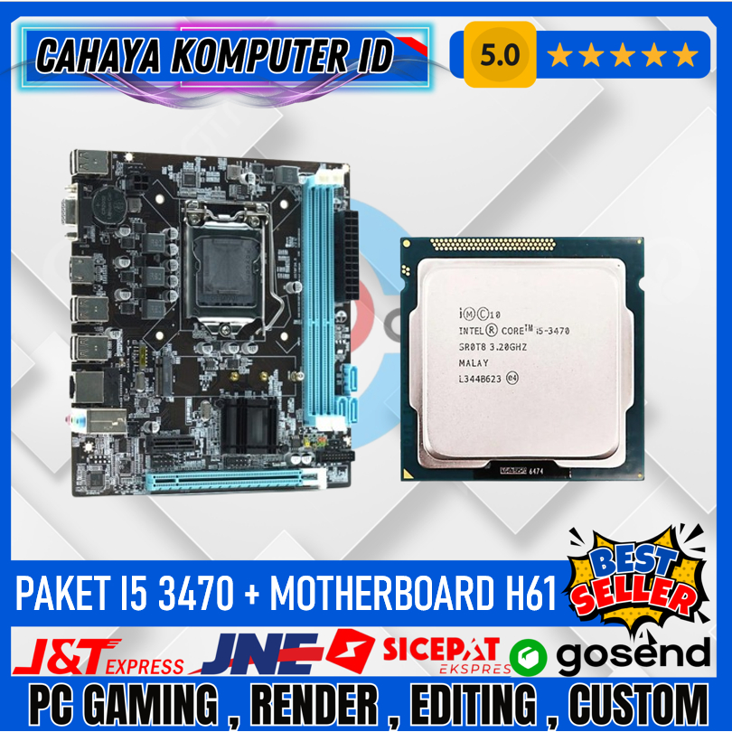 Package Intel Core I5 3470 (Gen 3) TRAY LGA 1155 + Motherboard H61 DDR3 ...