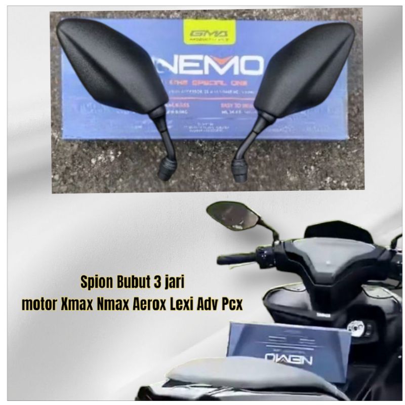 Xmax Nmax Aerox Lexi pcx Adv vario beat 3 finger lathe mirror Nemo short stem mirror 3 finger ...