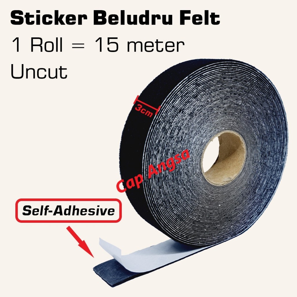 BLUDRU VELT VELVET FELT STICKER 15 m METER 1roll KAPE SCRAPER FEATHER ...