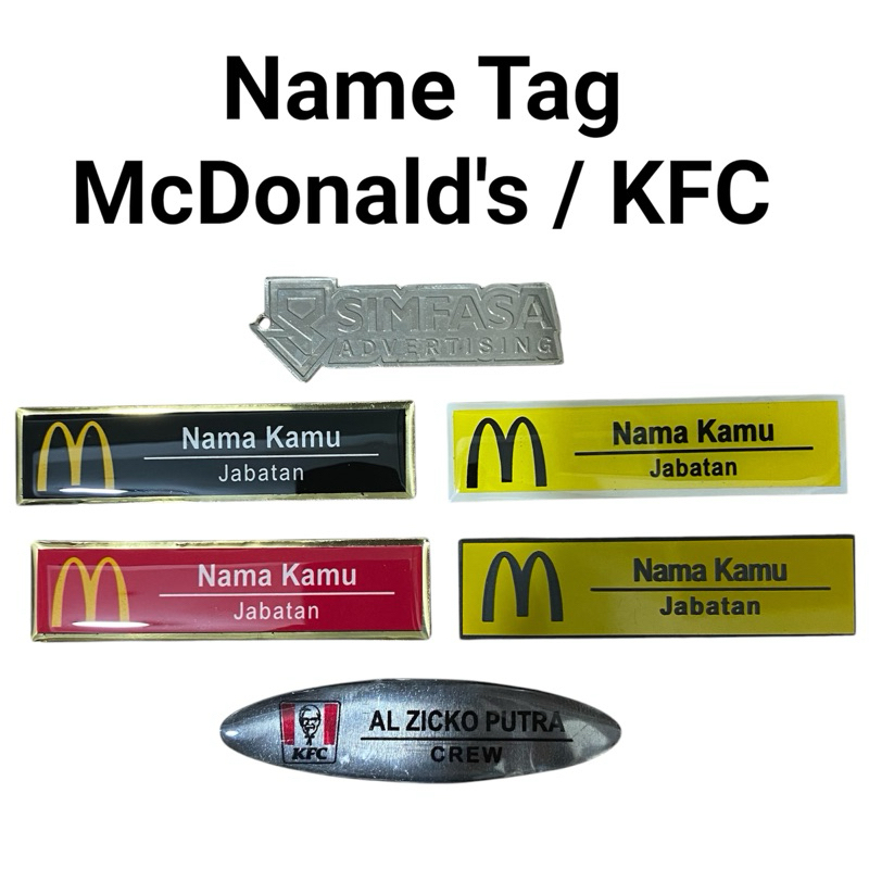 Name Tag Mcd | | KFC Name Tag | Memories Coffee Name Tag | Restaurant ...