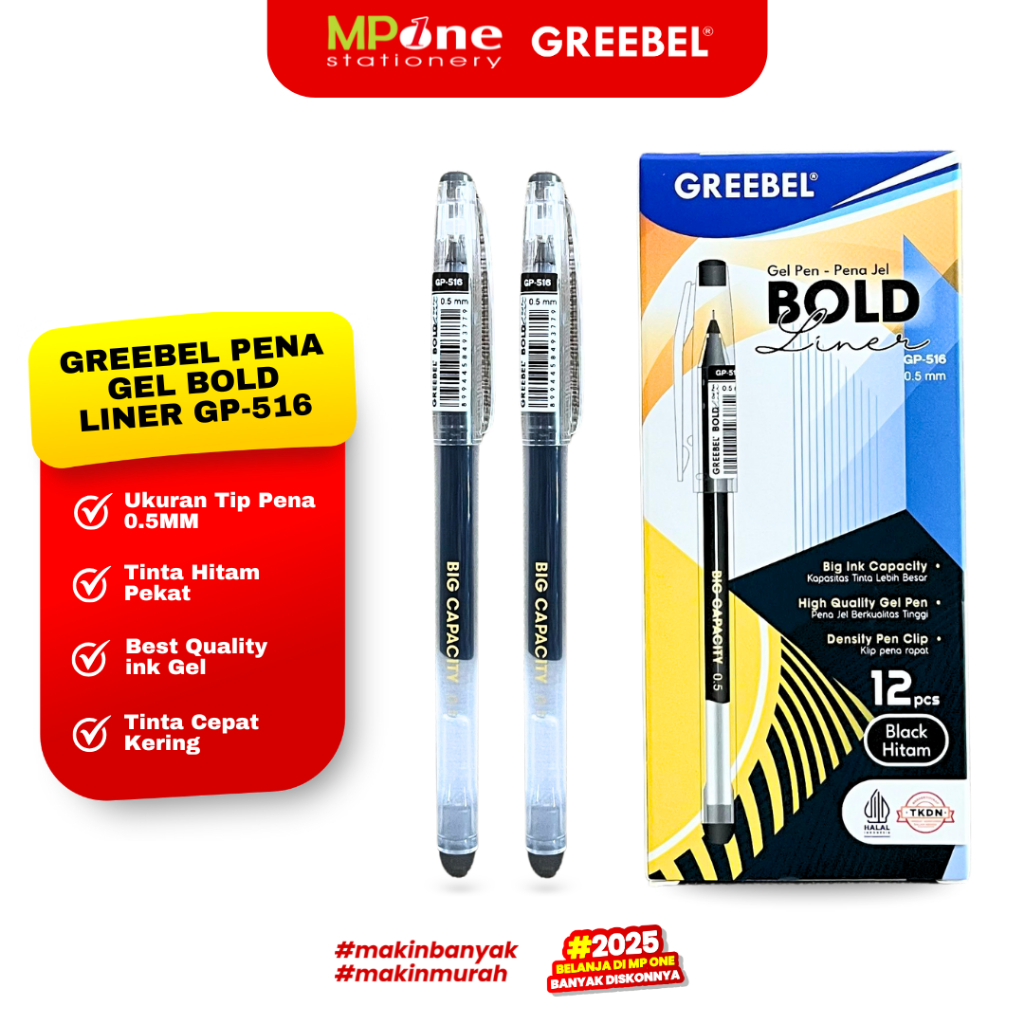 (1 BOX) Greebel Gel Pen Bold Liner Black 05mm GP-516 / Greebel Gel Ink ...