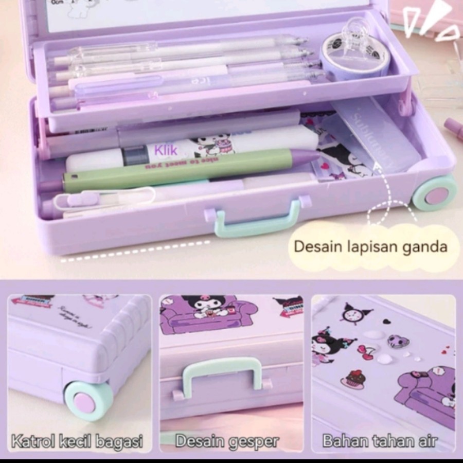 SANRIO PENCIL BOX SUITcase TROLLEY PLUS STICKERS | Shopee Singapore