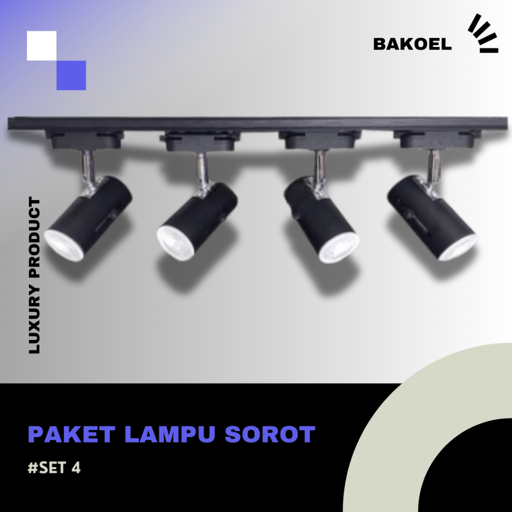 SET 4 Rail Spotlights 1 Set of 4 Spotlight Track Light Rail Ceiling ...