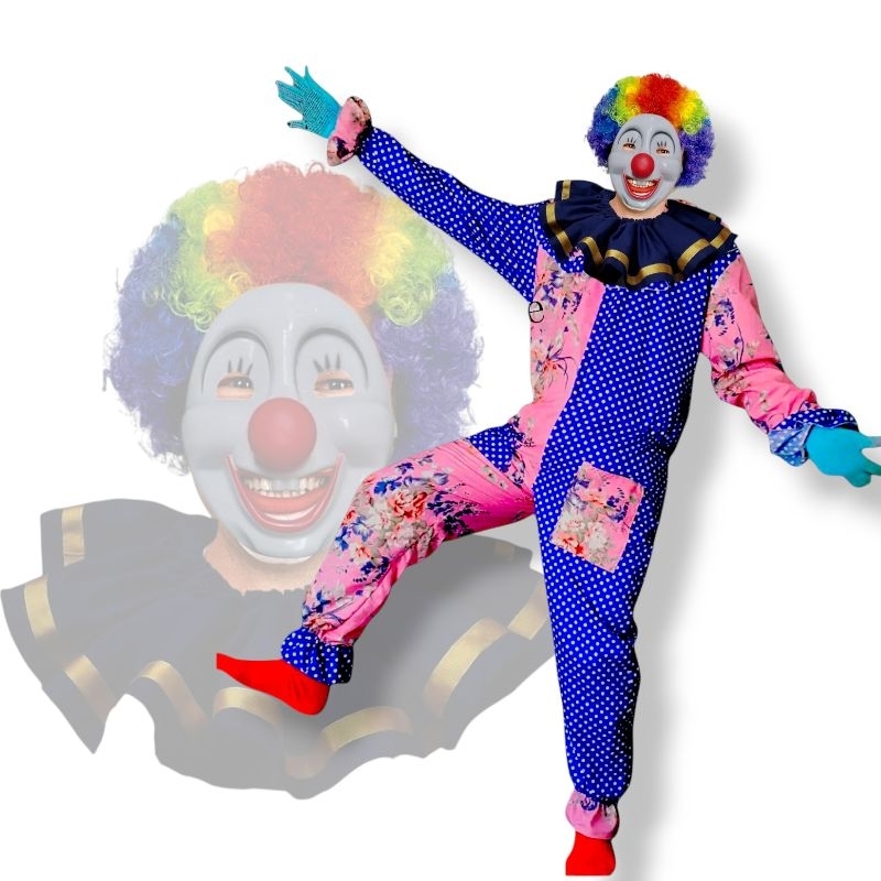 Clown costume mask complete with clown mask and clown wig in one ...