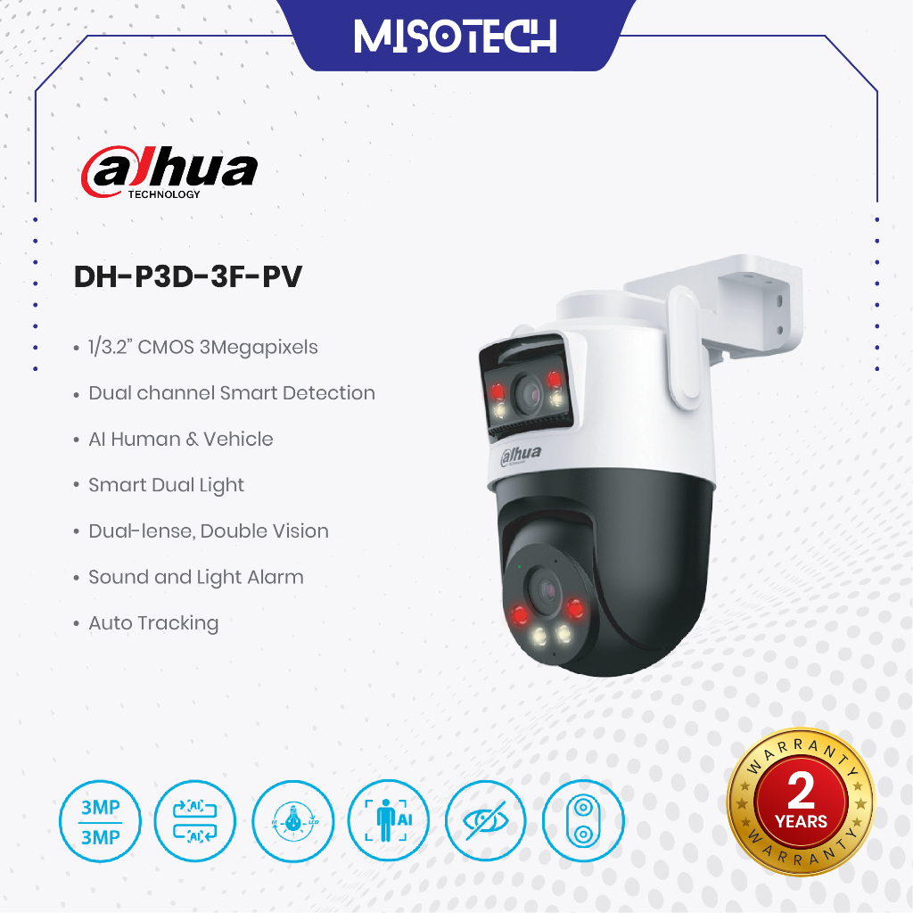 Dahua Picoo Dual 3MP DH-P3D-3F-PV Wireless CCTV Outdoor Dual-Lens Pan ...