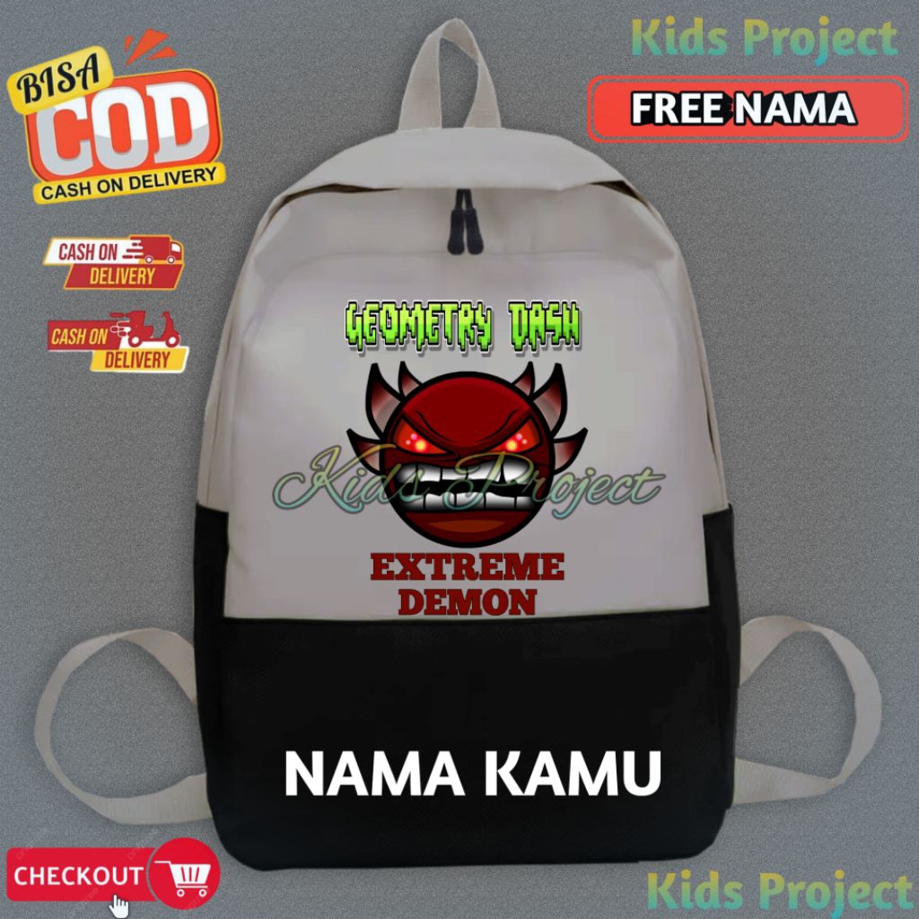 Custom Children's Backpack with Geometry Dash X Extreme DEMON Game ...