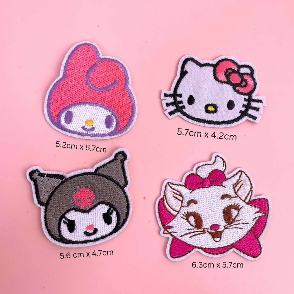 Embroidered Iron Patch / Emblem Hello Kitty Kuromi My Melody Marie Cat ...