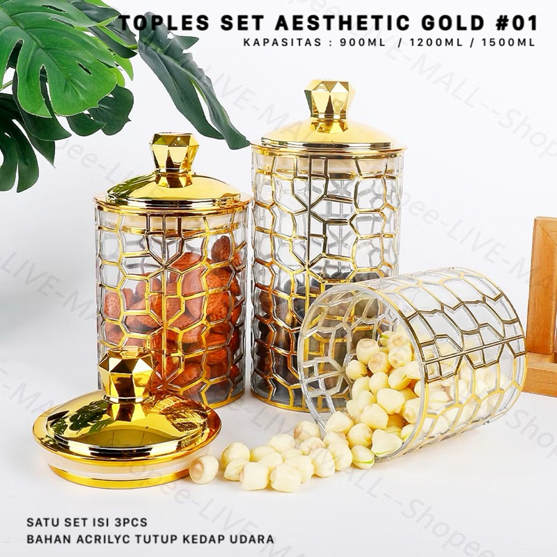 Aesthetic GOLD JAR SET / LUXURY AND ELEGANT GOLD JAR SET | Shopee Singapore