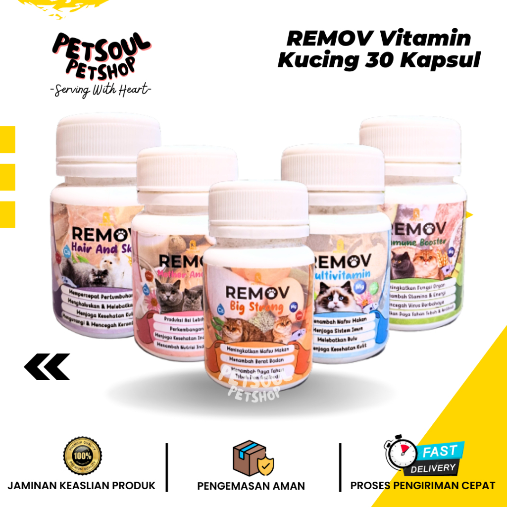 Remov Cat Vitamins Contents of 30 - Remov Multivitamin Immune Hair ...