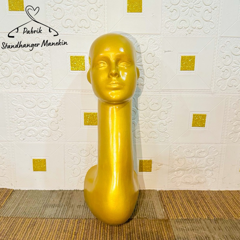 Gold wall mannequin head | Long Neck Head Wall Mannequin | Gold Hijab ...